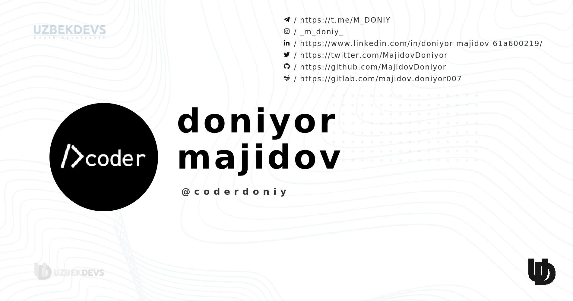 doniyor majidov (@coderdoniy) - UzbekDevs